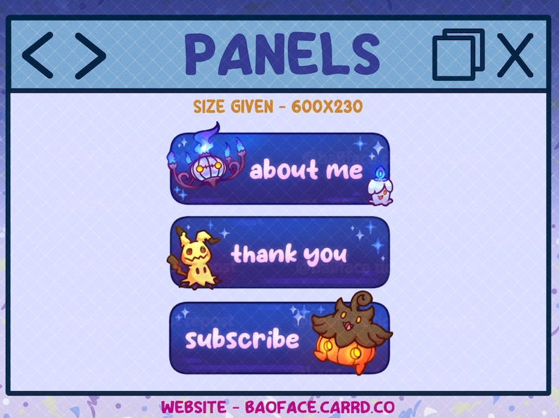 POKEMON PANELS | 22 Cute Ghost Type Theme Panels for Twitch - Etsy