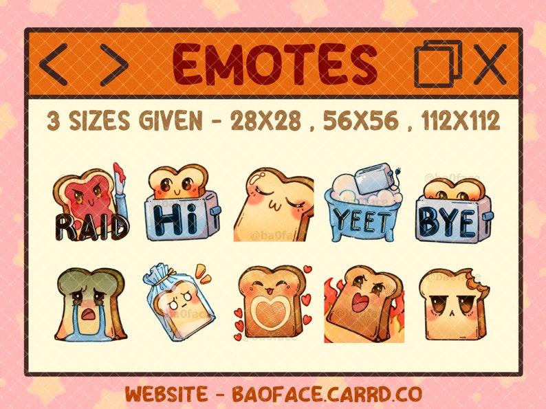 BREAD EMOTES 102 Cute Toast and Bread Emotes for Twitch and Discord ...