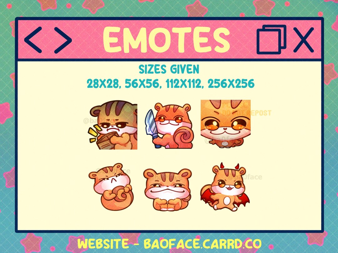 ANITEEZ JJOONGRAMI Emotes (version 2) | 6 + 3 Squirrel Emotes/digital ...