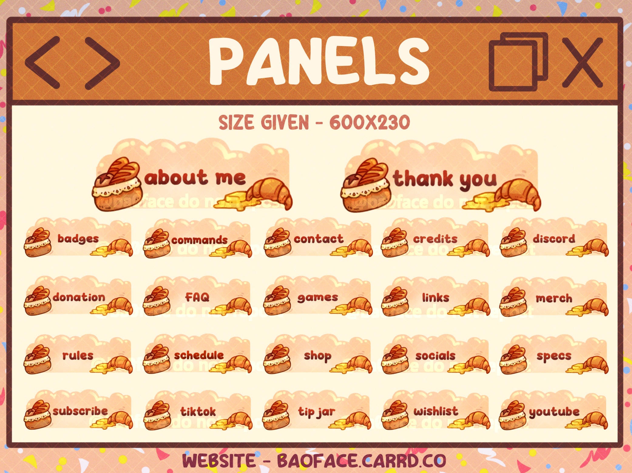 COZY BREAD PANELS | 22 Cute Bread Bakery Theme Panels for Twitch - Etsy
