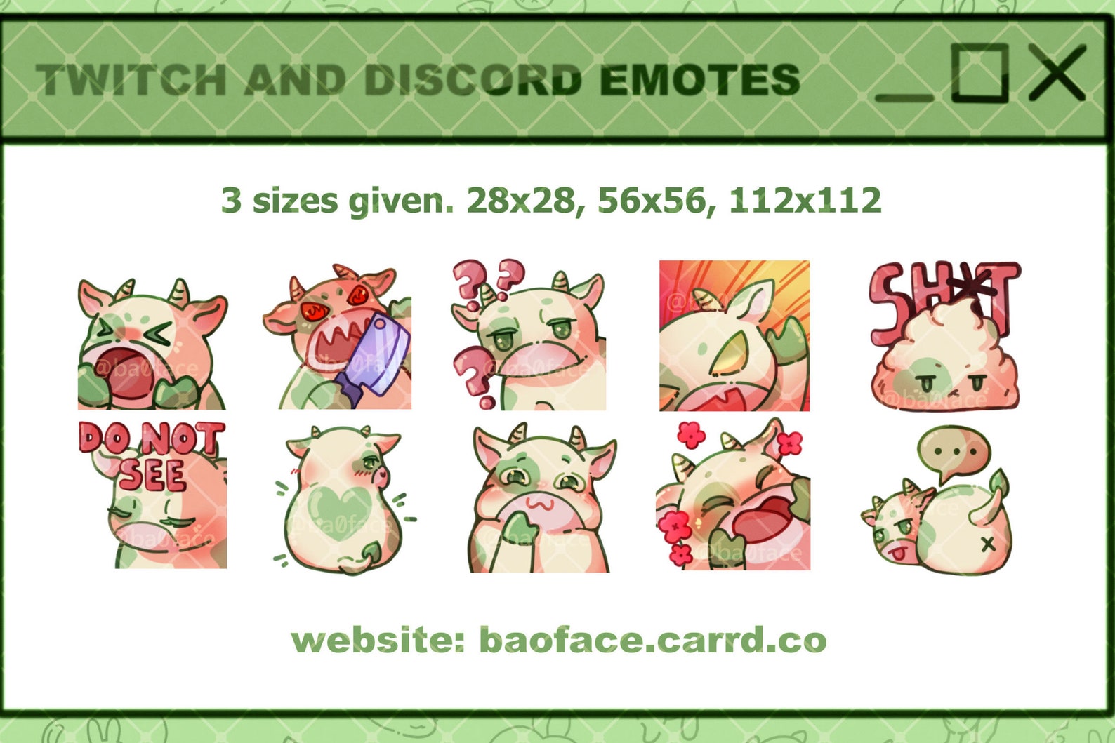 MATCHA COW EMOTE 10 Cute Cow Emotes for Twitch and Discord Sweet ...