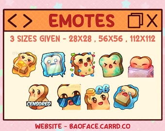 BIG BREAD BUNDLE 1 | 32 Fun Toast and Bread Emotes for Twitch and ...