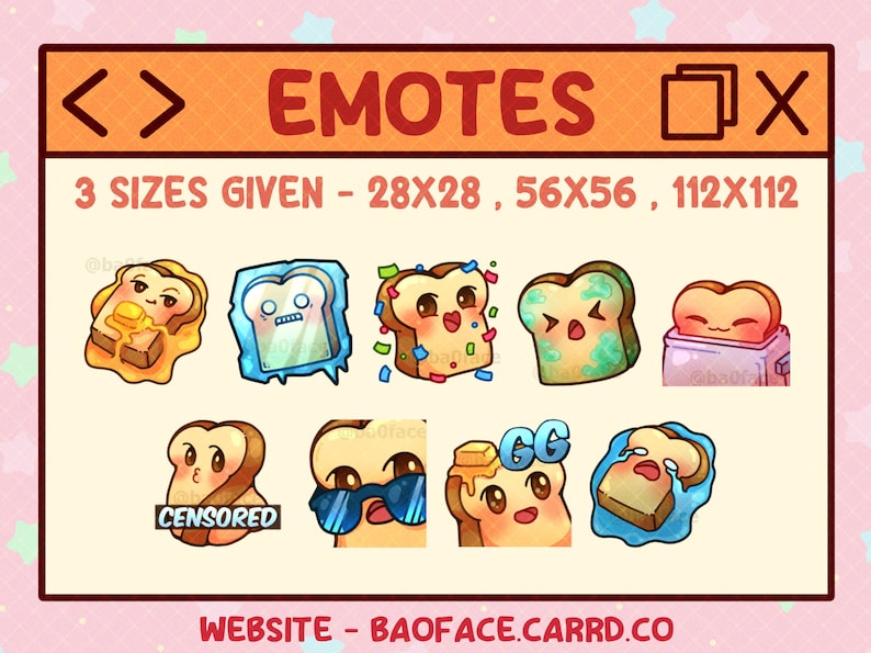 BREAD EMOTES Version 3 | 9 + 4 Fun Toast and Bread Emotes for Twitch ...