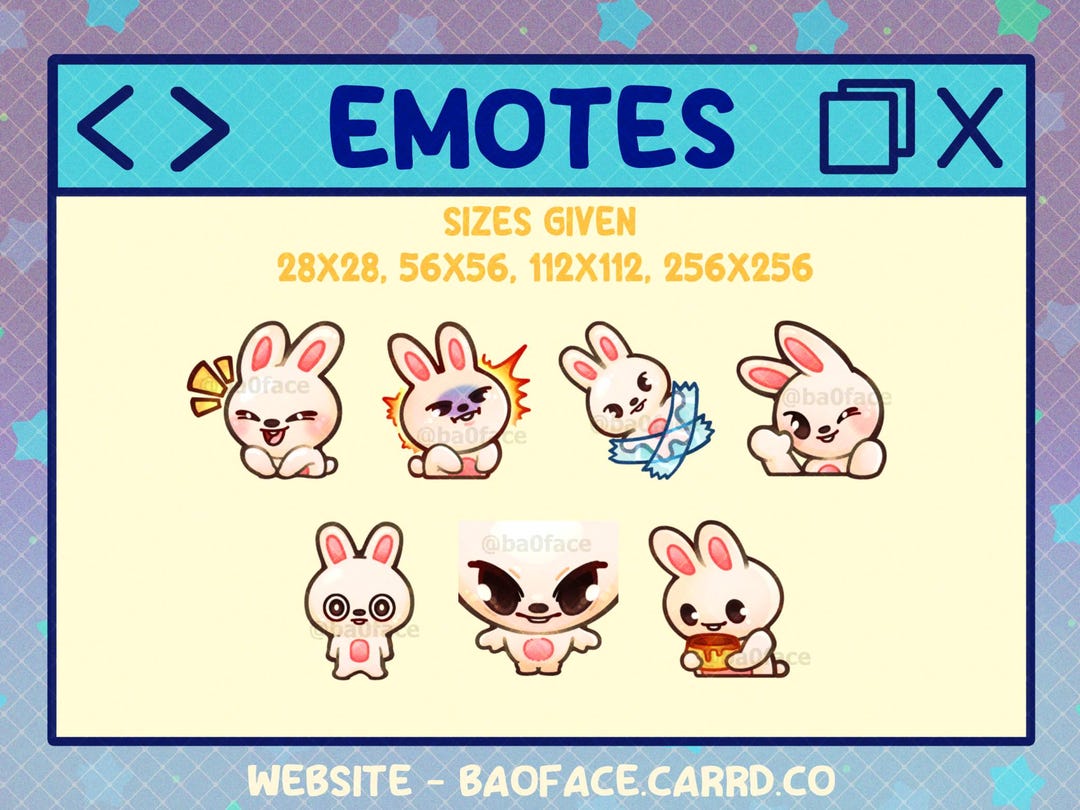 SKZOO LEEBIT Emotes | 7 Rabbit Emotes/sticker for Twitch, Youtube ...