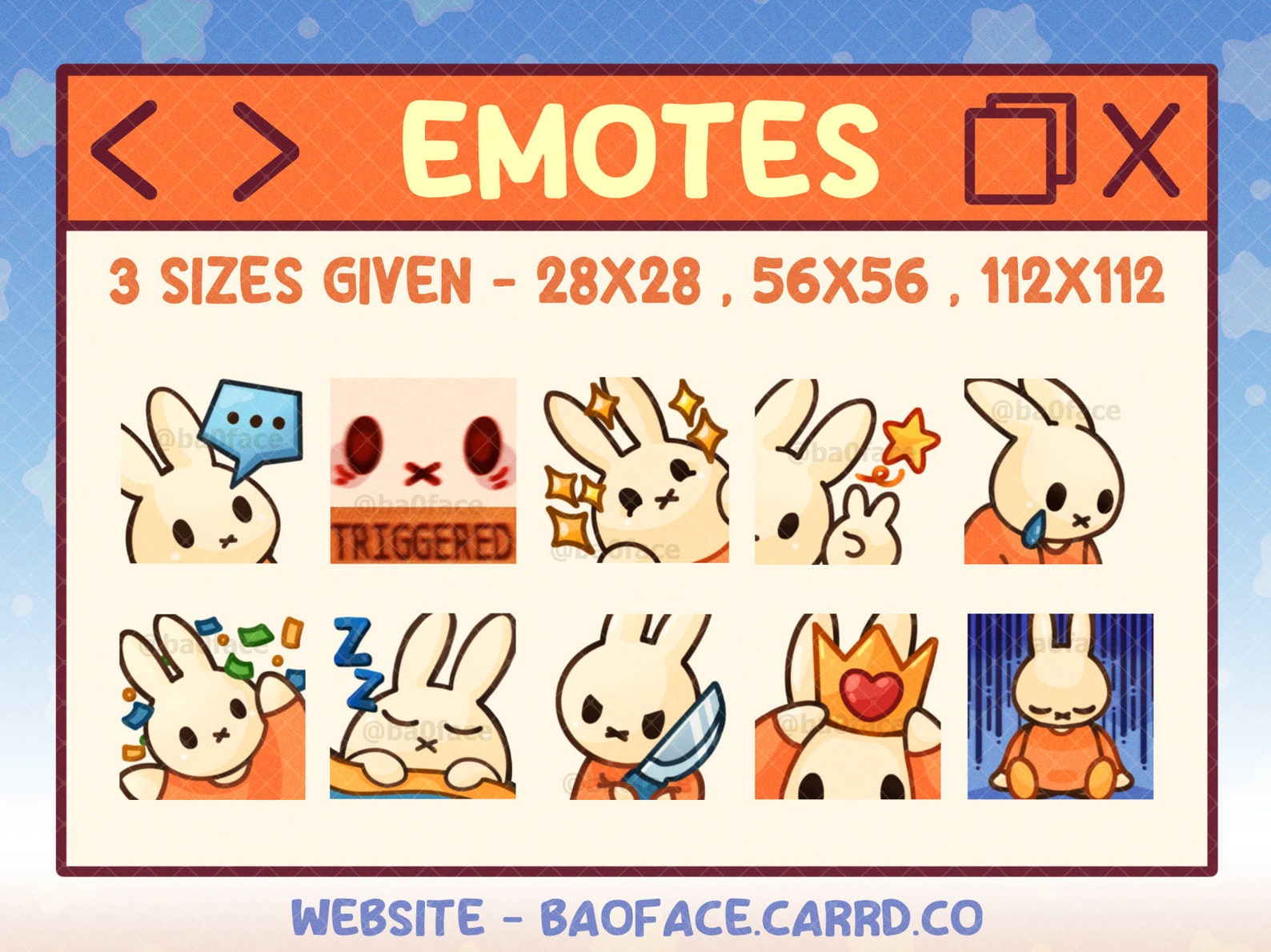 MIFFY BUNNY EMOTES | 10 Rabbit Emotes for Twitch and Discord | Comfy ...