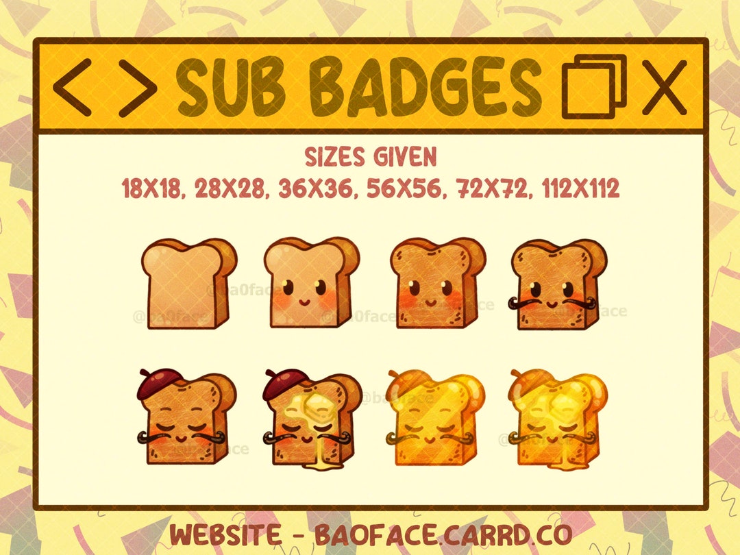 FRENCH TOAST Sub-badges | 6 Toasty Bread Sub-badges for Twitch , Youtube and Discord | Can Be ...