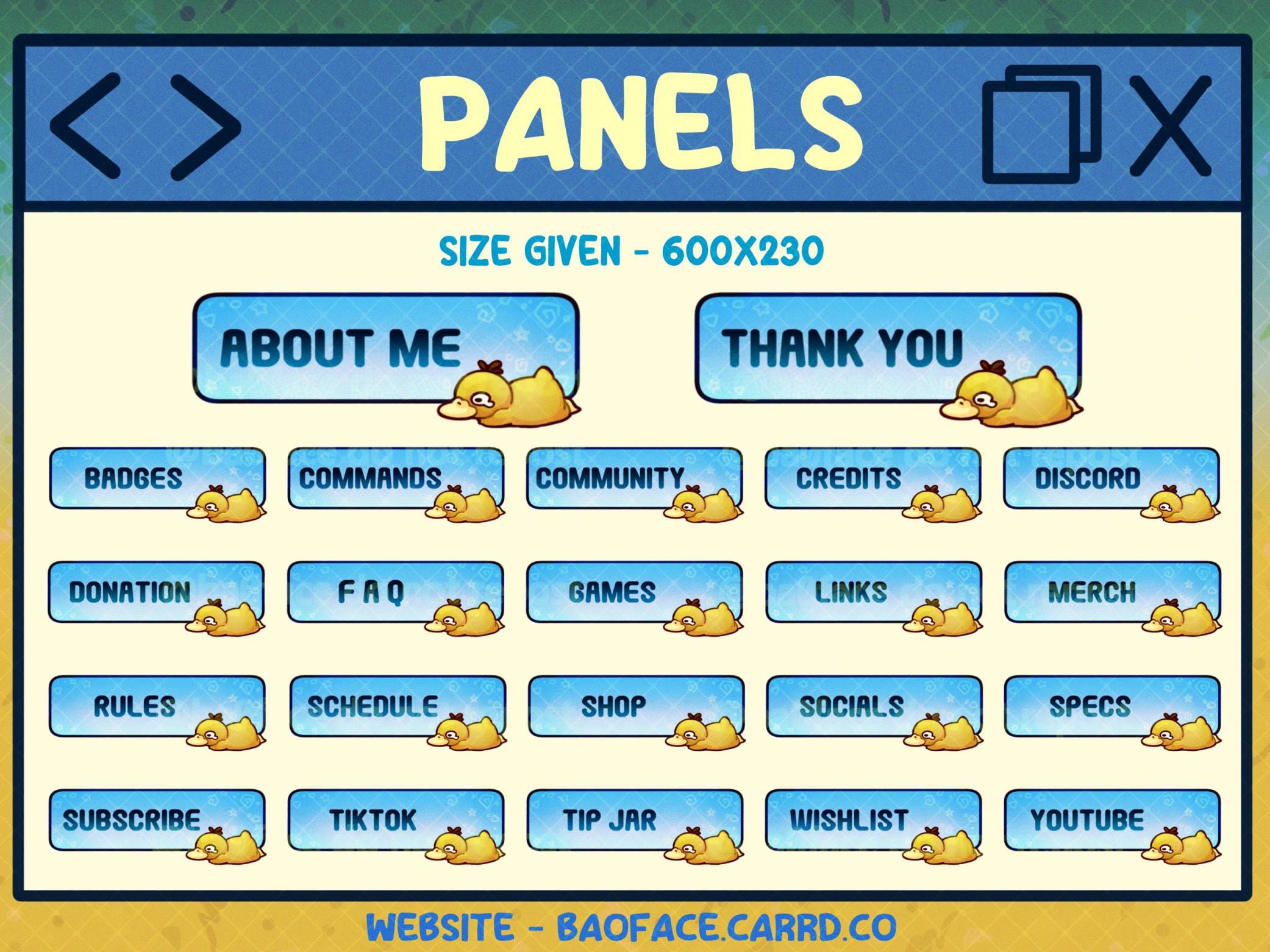 POKEMON PANELS | 22 Cute Psyduck Theme Panels for Twitch - Etsy