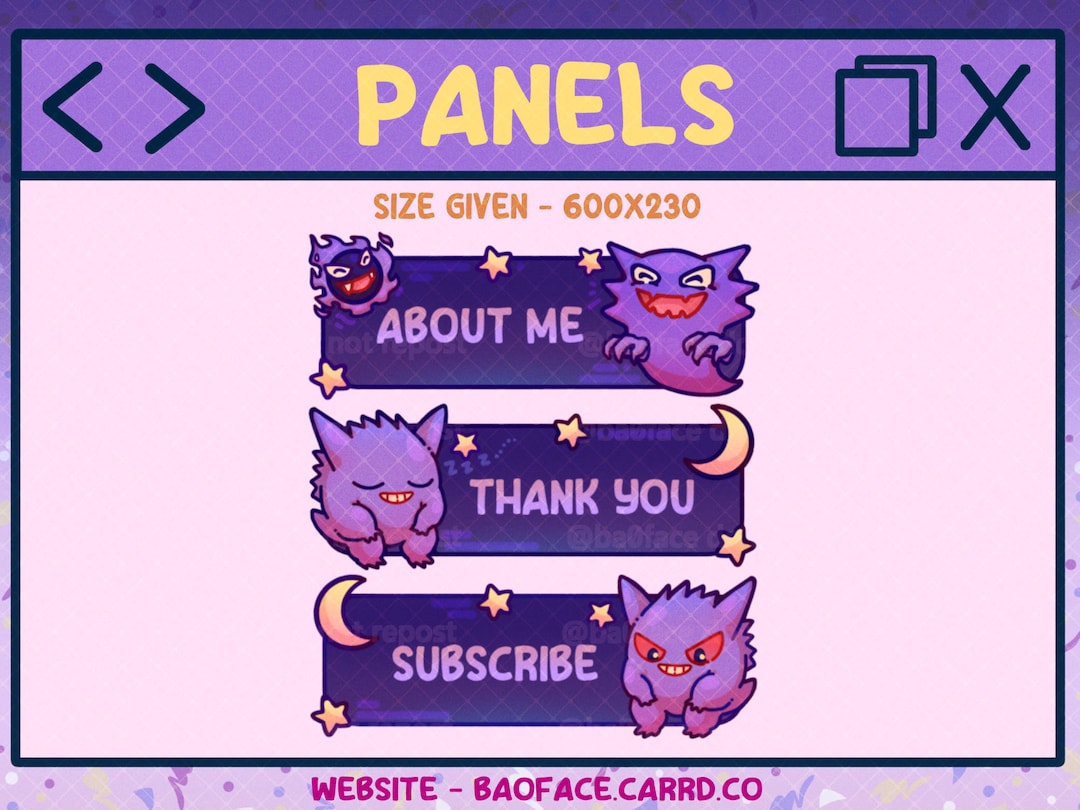 POKEMON PANELS | 22 Gengar Evolution Ghost Theme Panels for Twitch - Etsy