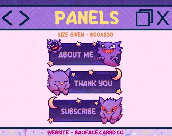 POKEMON PANELS 22 Cute Gengar Evolution Ghost Theme Panels for Twitch ...