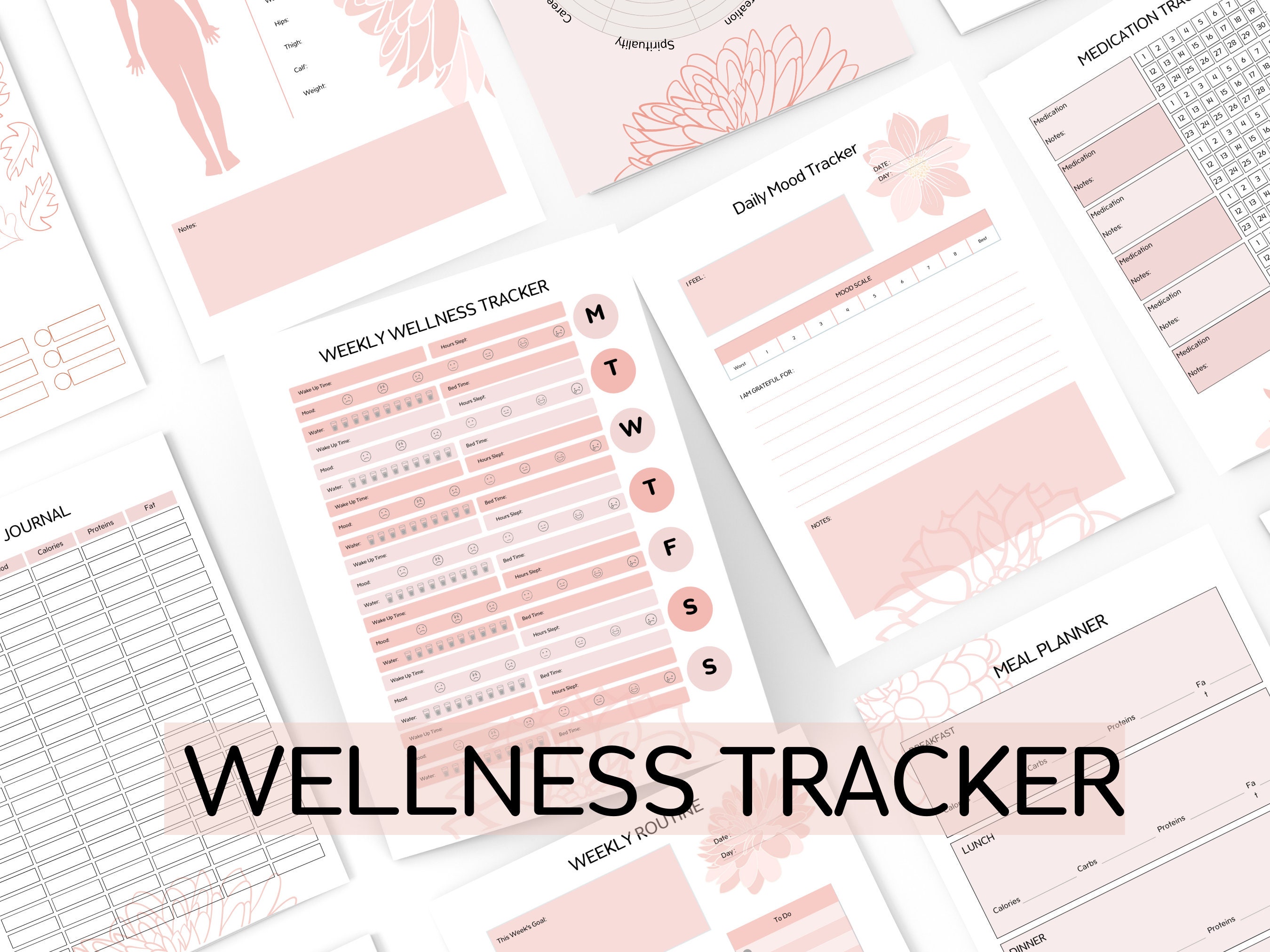 Mood Tracker Wellness Planner Digital Download Self Care Gratitude ...