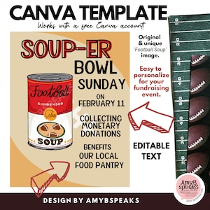 Souper Bowl Sunday Flyer for the Big Game Football Template Fundraiser ...
