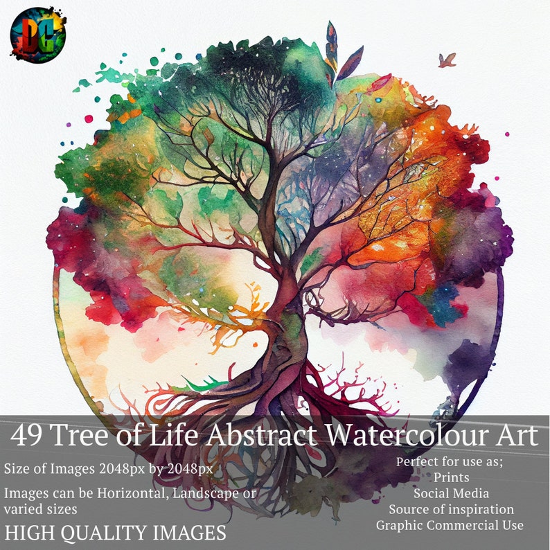47 Tree of Life Abstract Watercolor Art, Vibrant, and Exciting Designs ...