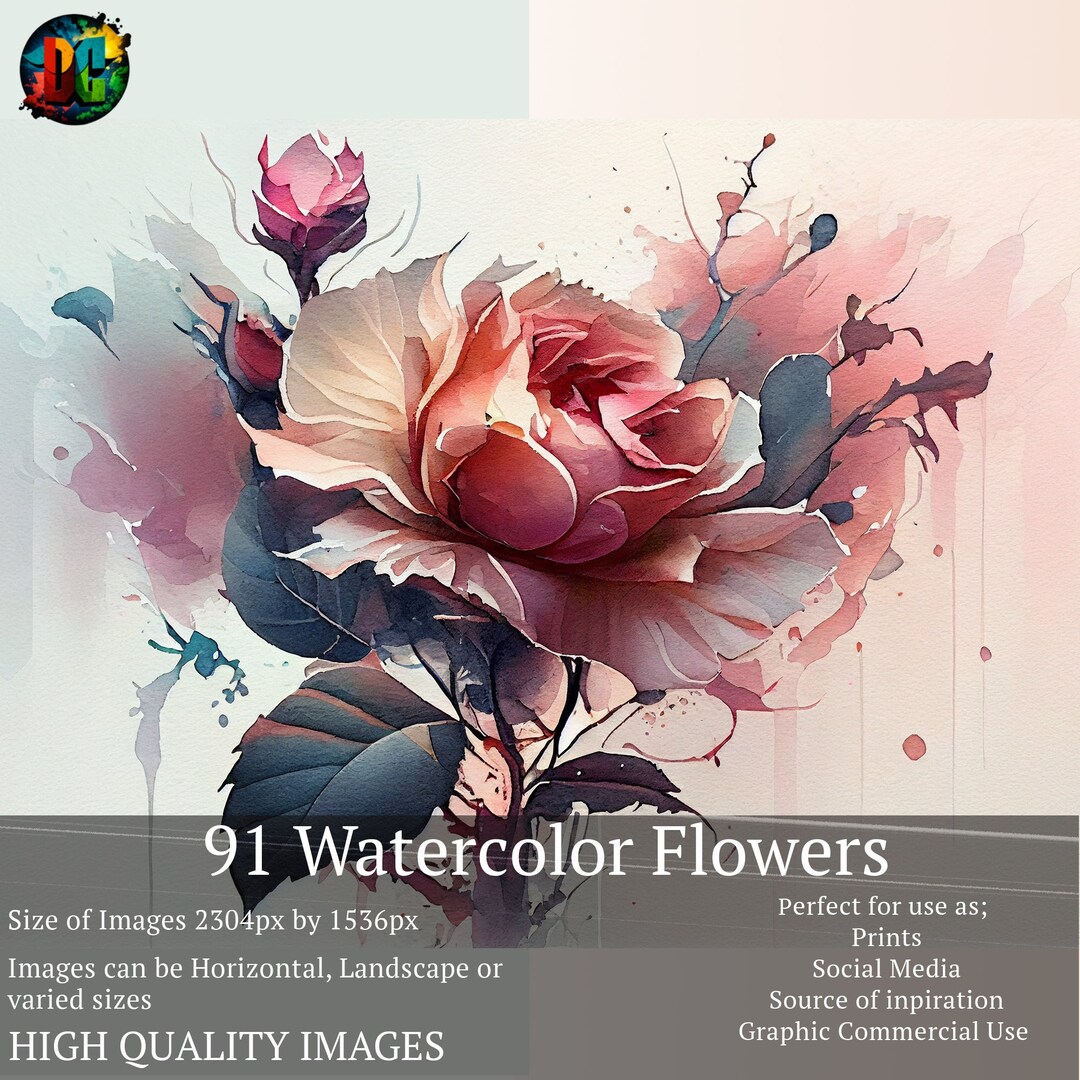 91 Watercolor Flowers, Vibrant, and Exciting Designs for Print and ...