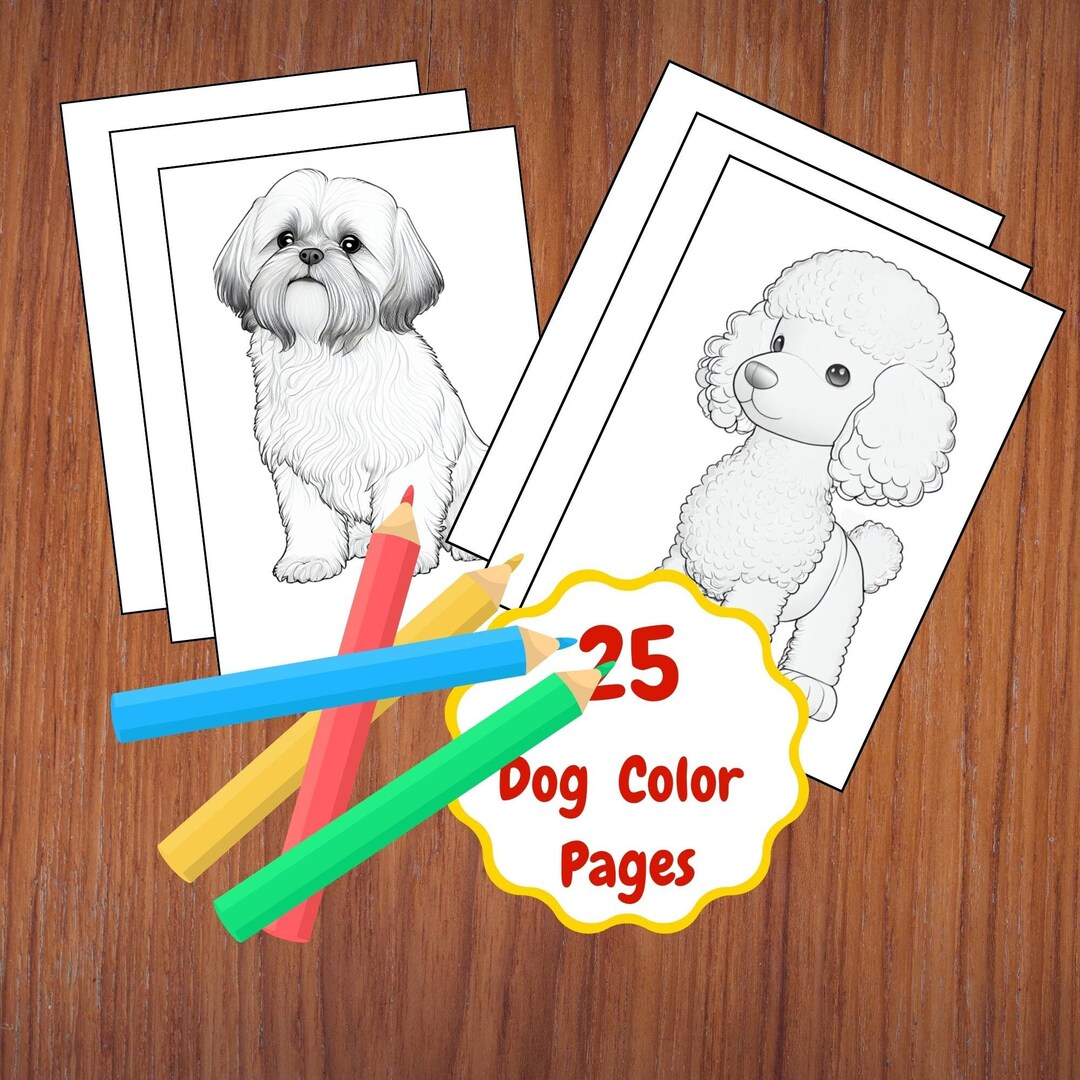 Printable Cute Dog Coloring Pages | Easy Fun Coloring Book | 25 Dog ...