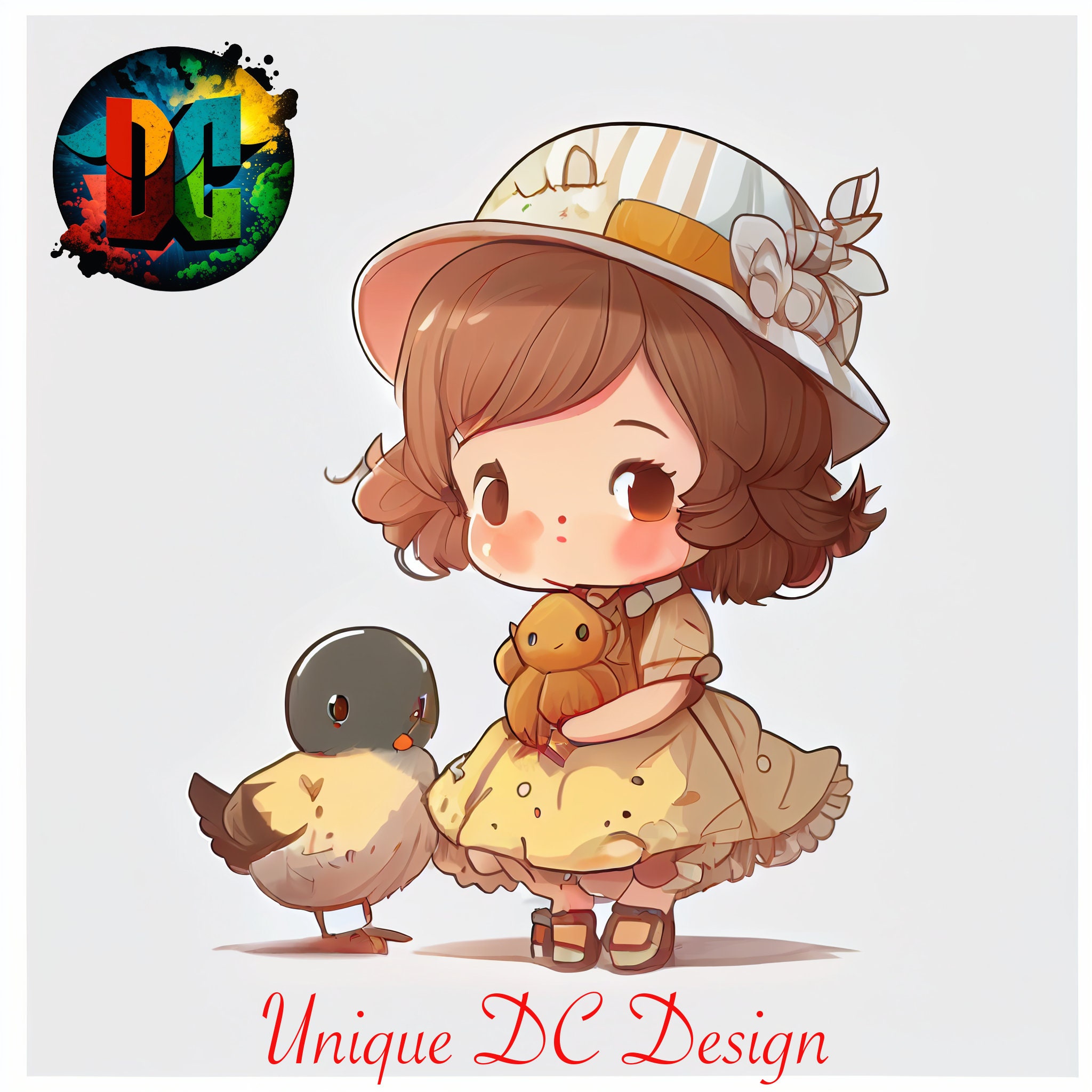 138 Cute CHIBI Farm Girls Art Print Set, Vibrant and Exciting Designs ...