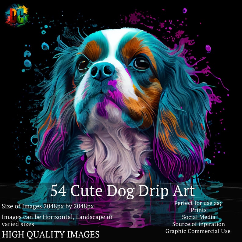 54 Cute Dog Drip Art Vibrant and Exciting Designs for Print and Digital ...
