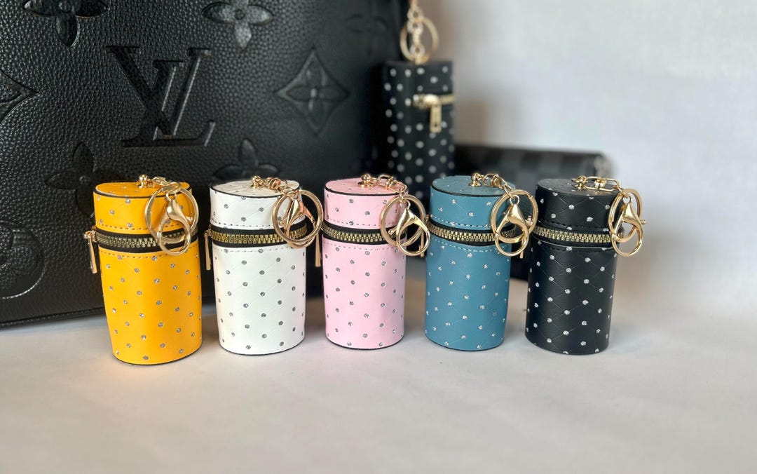 Bucket Keychain,pu Leather Mini Lipstick Case,coin Purse,key Fob Holder ...