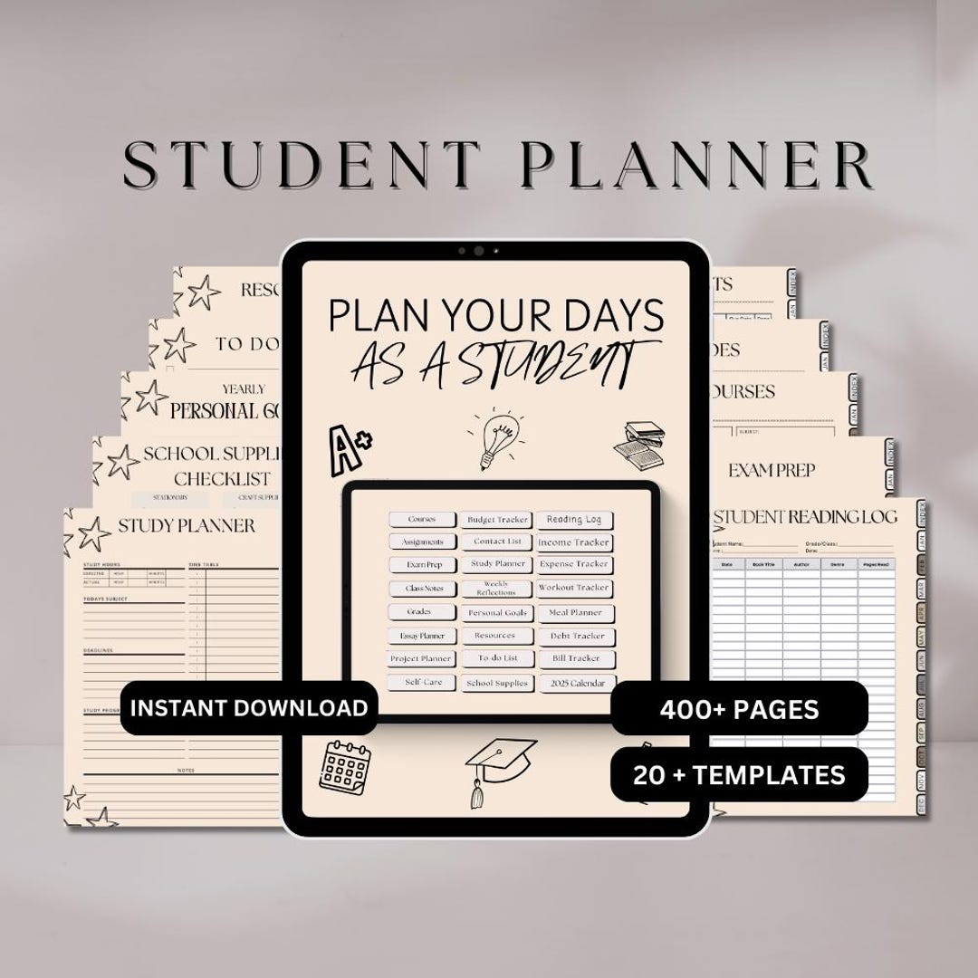 Digital Student Planner, Agenda Planner, Study Digital Planner ...