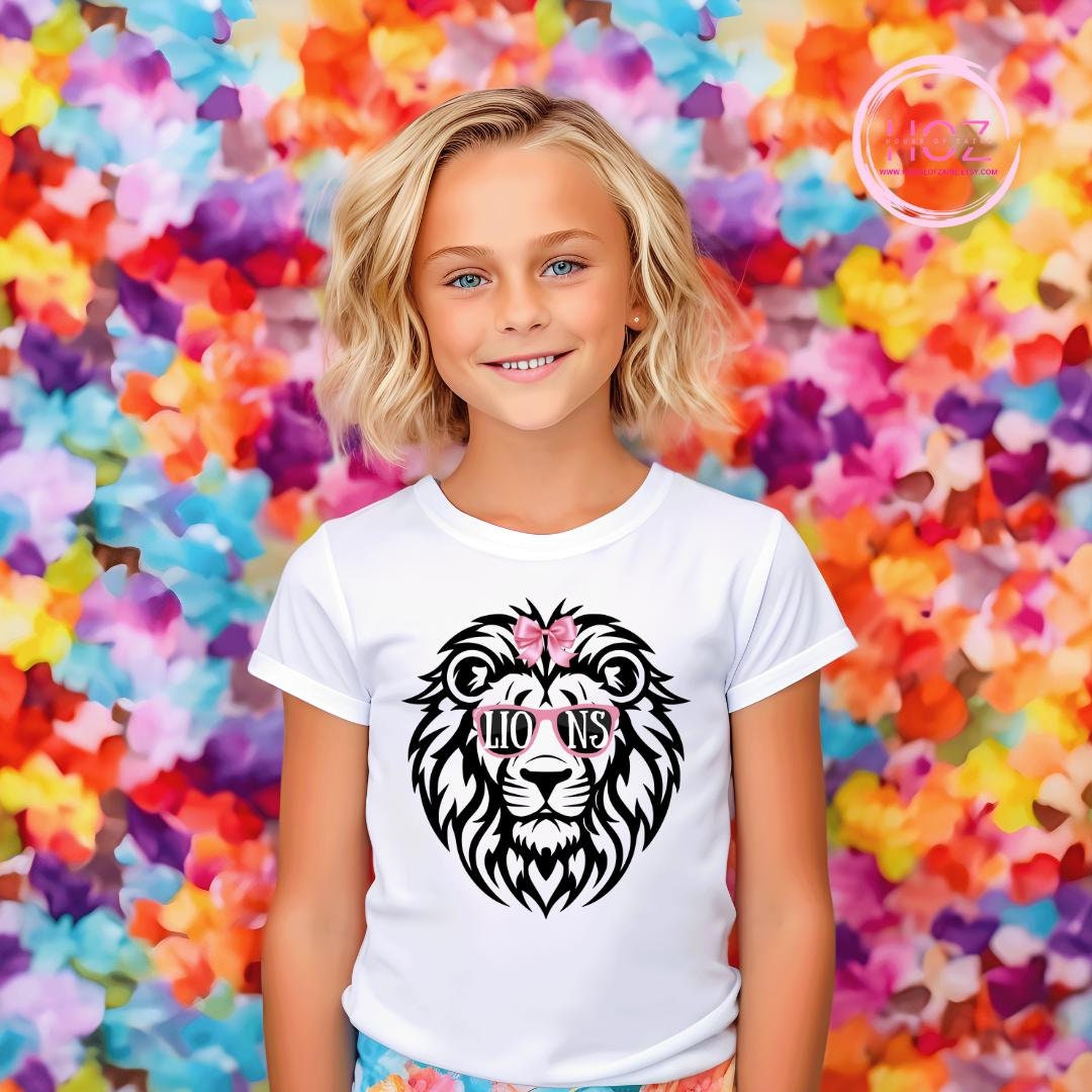 Kids Lion Tshirt, Kid Game Day Tshirt, Youth Detroit Shirt, Pink Girly ...