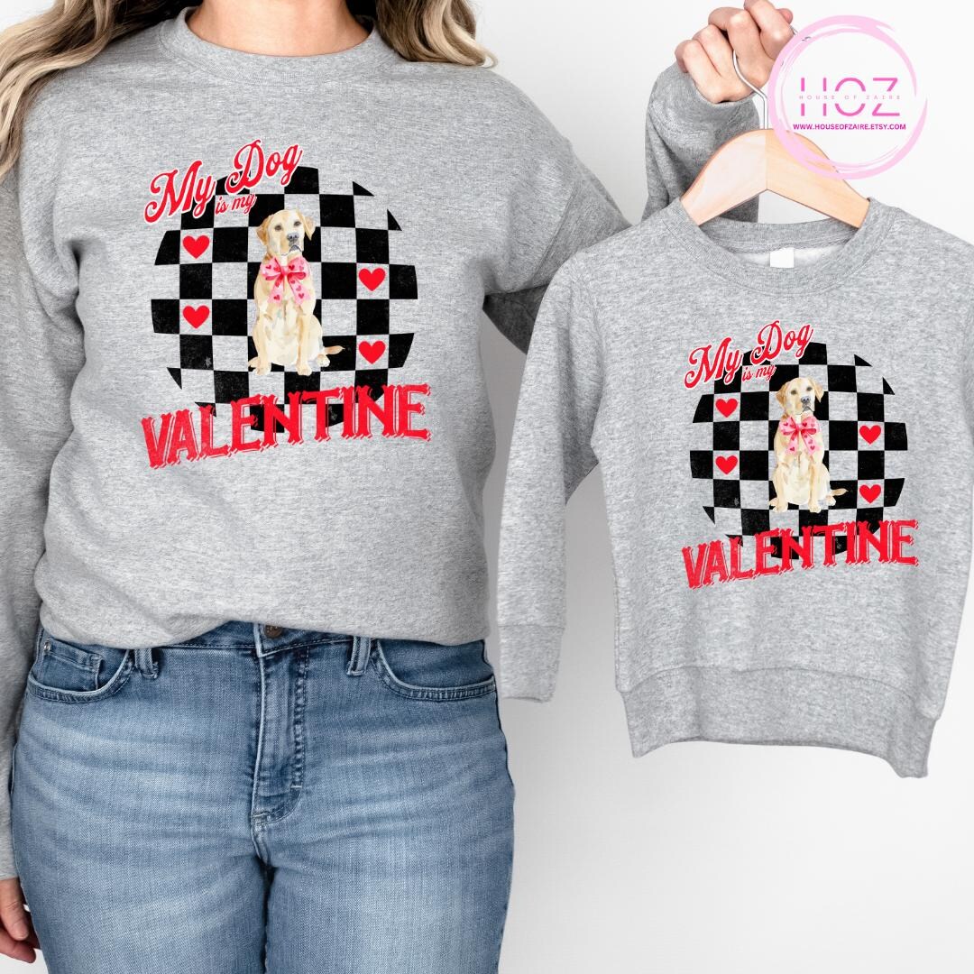 Yellow Lab Valentine Sweatshirt, Heart Print Unisex Crewneck, Dog Lover ...