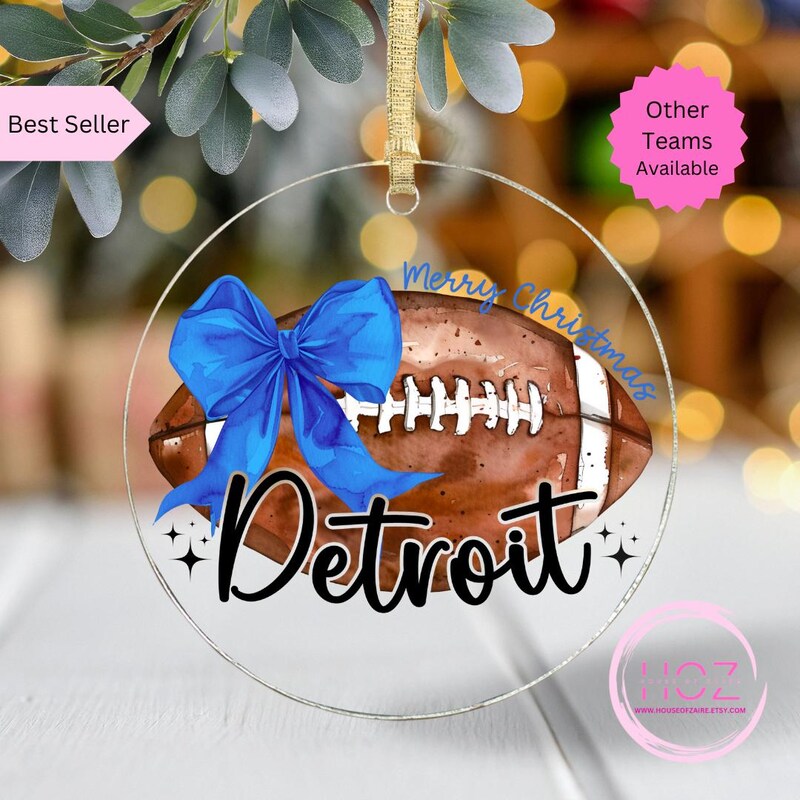 Detroit Lions Christmas Tree Ornaments - Etsy
