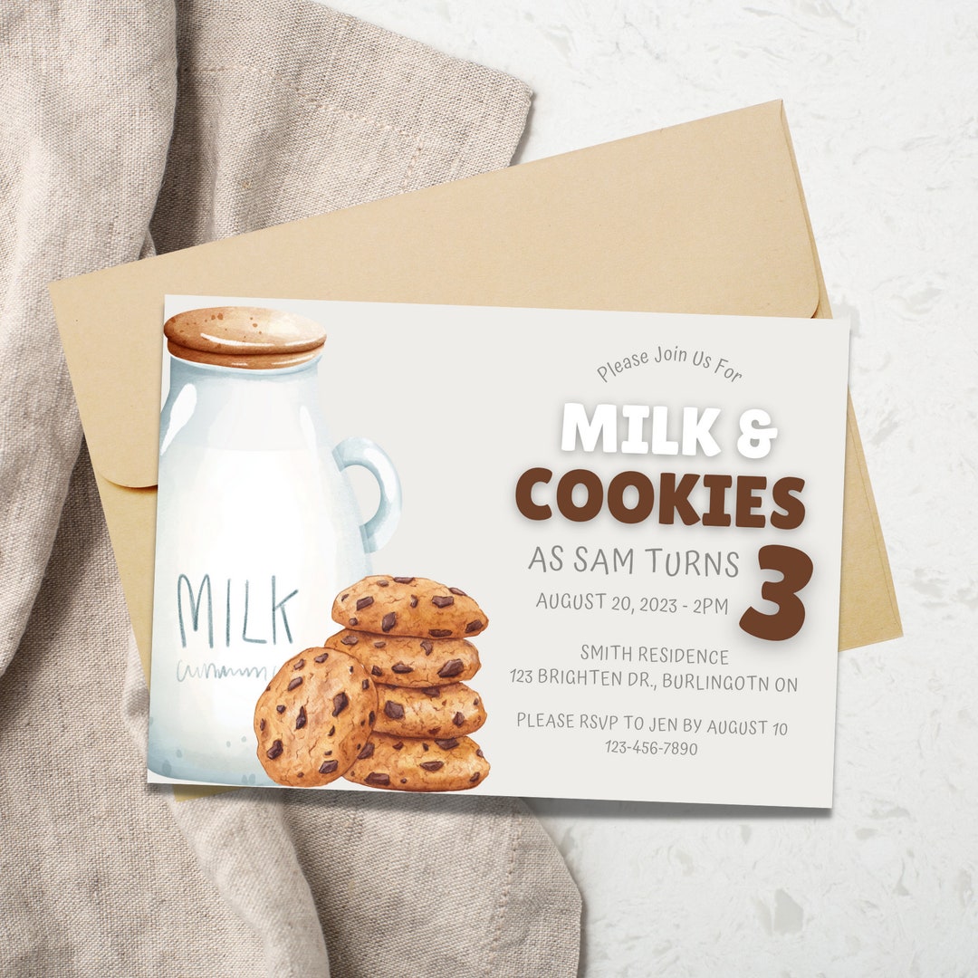 Milk and Cookies Birthday Invitation Milk and Cookies Theme - Etsy
