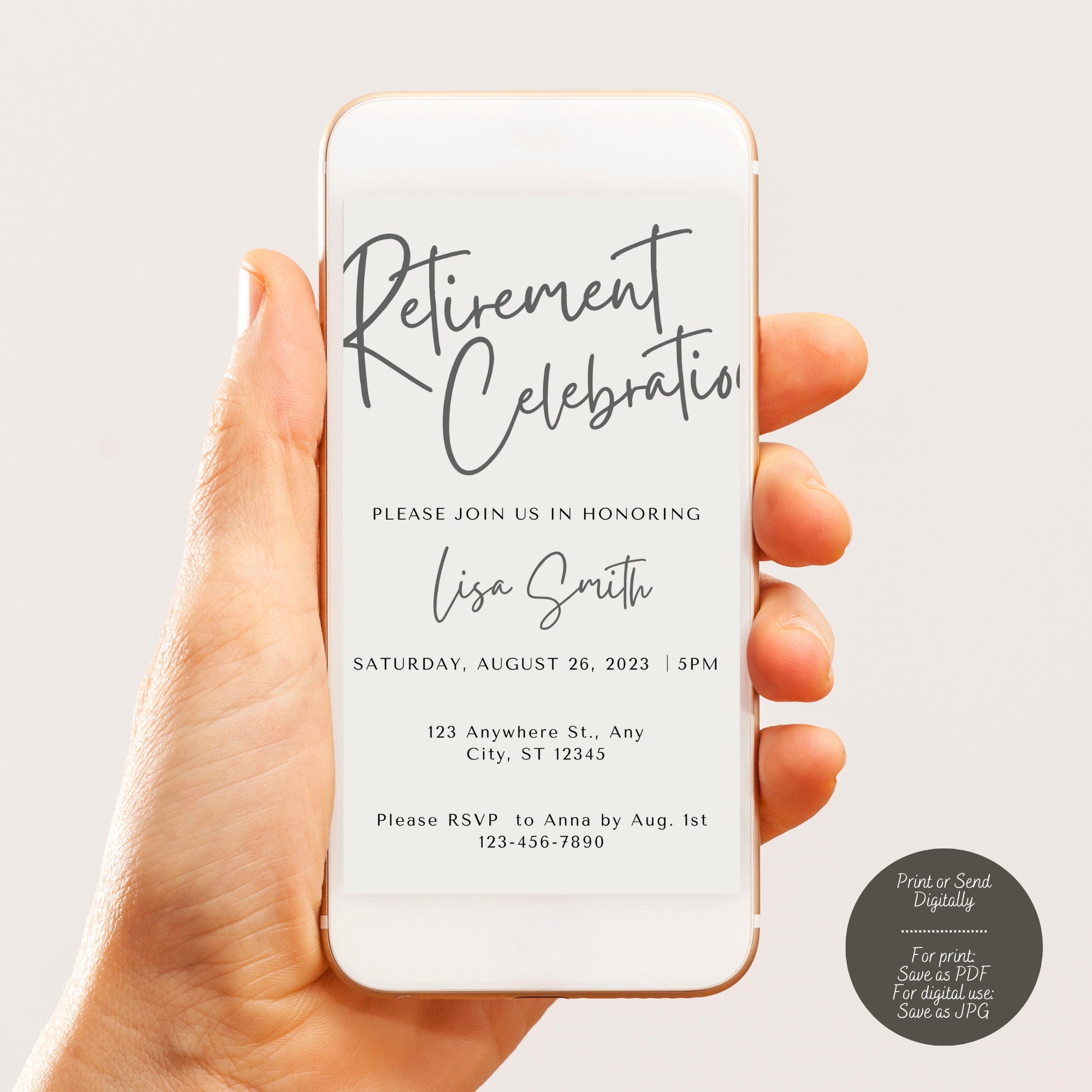 Retirement Party Invitation, Minimal Retirement Celebration Invite ...