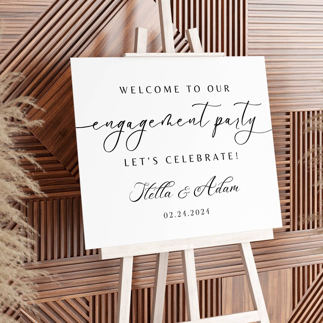 Engagement Party Welcome Sign, Modern Engagement Party Sign, Minimalist ...