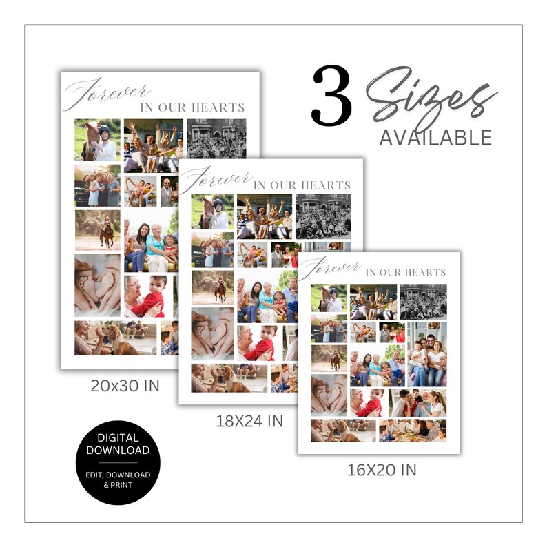Funeral Photo Collage Sign Set Templates, Printable Funeral Welcome ...