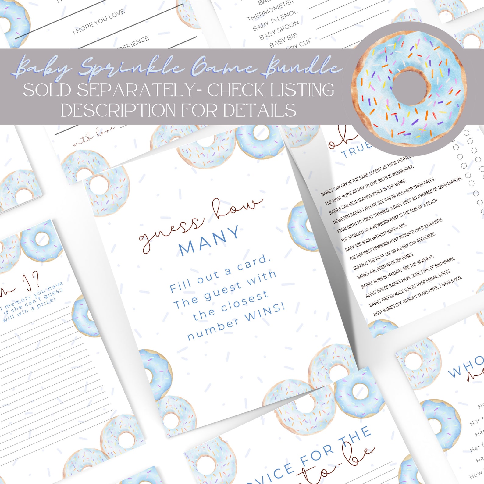 Blue Donut Baby Sprinkle Invitation, Donuts Boy Baby Sprinkle Invite ...