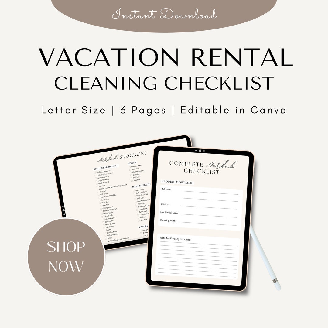 Vacation Rental Cleaning Checklist Printable, Airbnb Host Checklist ...