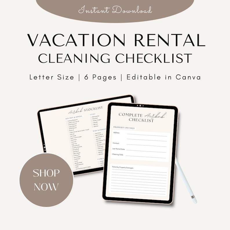 Vacation Rental Cleaning Checklist Printable, Airbnb Host Checklist ...