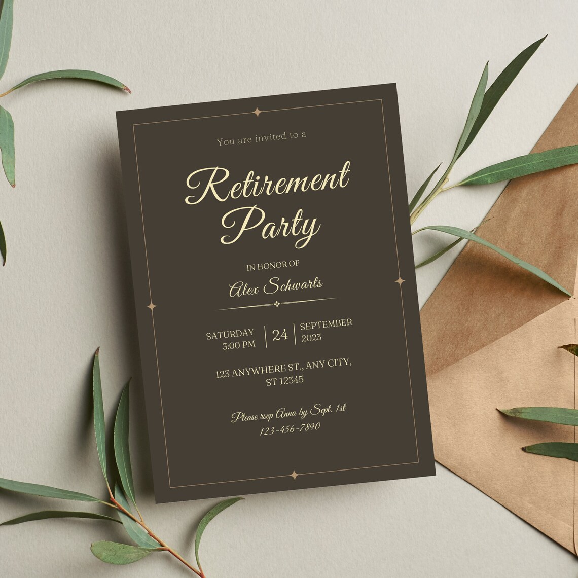 Customizable Retirement Party Invitation Dark Brown - Etsy