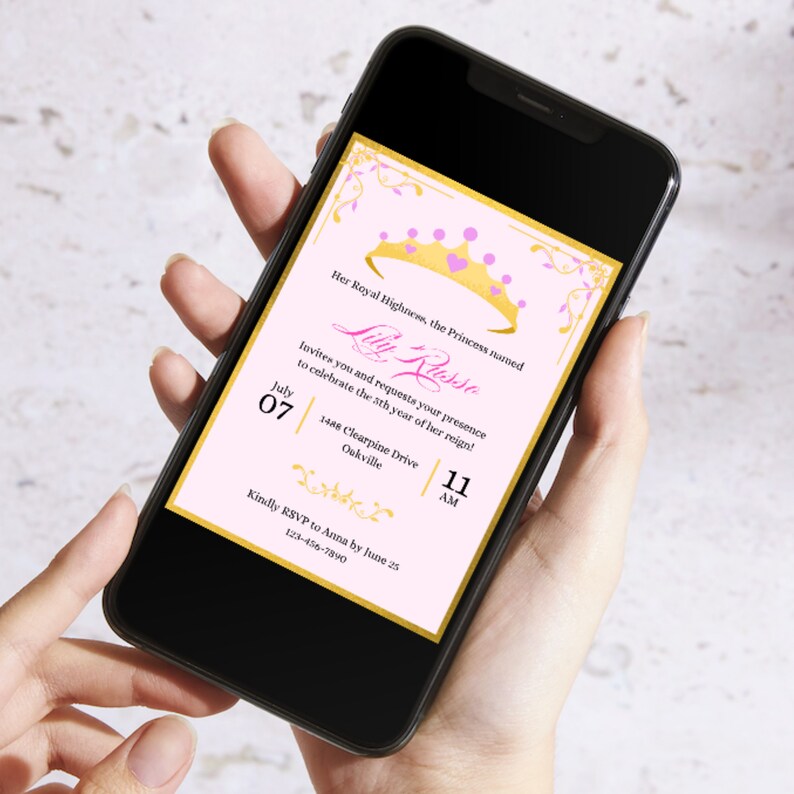 Magical Princess Theme Birthday Invitation, Girl Princess Birthday ...