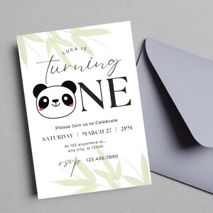 Printable Panda Theme Birthday Set, Cute Panda Birthday Party Invite ...