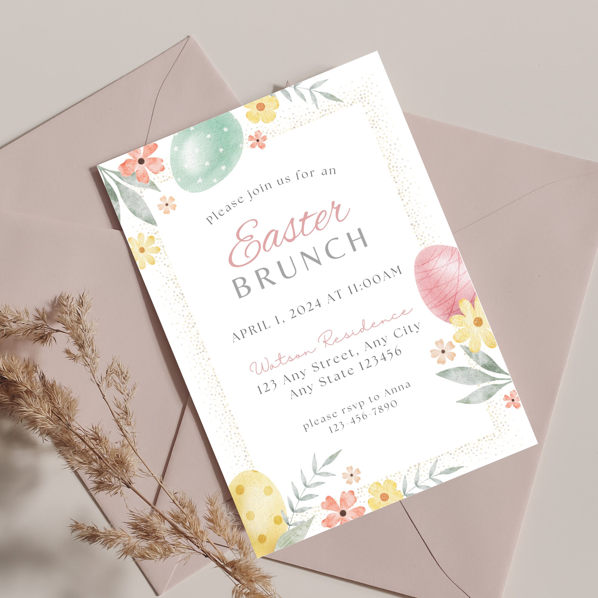 Easter Party Invite, Easter Invitation, Easter Brunch Invitation ...