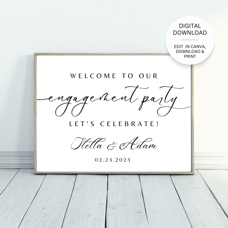 Engagement Party Welcome Sign, Modern Engagement Party Sign, Minimalist ...
