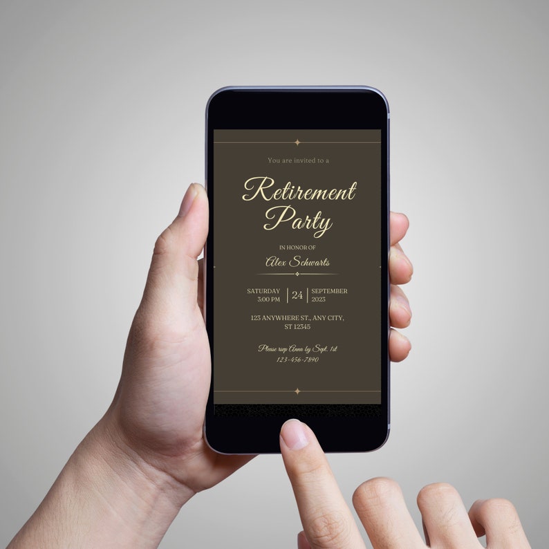 Customizable Retirement Party Invitation, Dark Brown Minimalist Invite ...