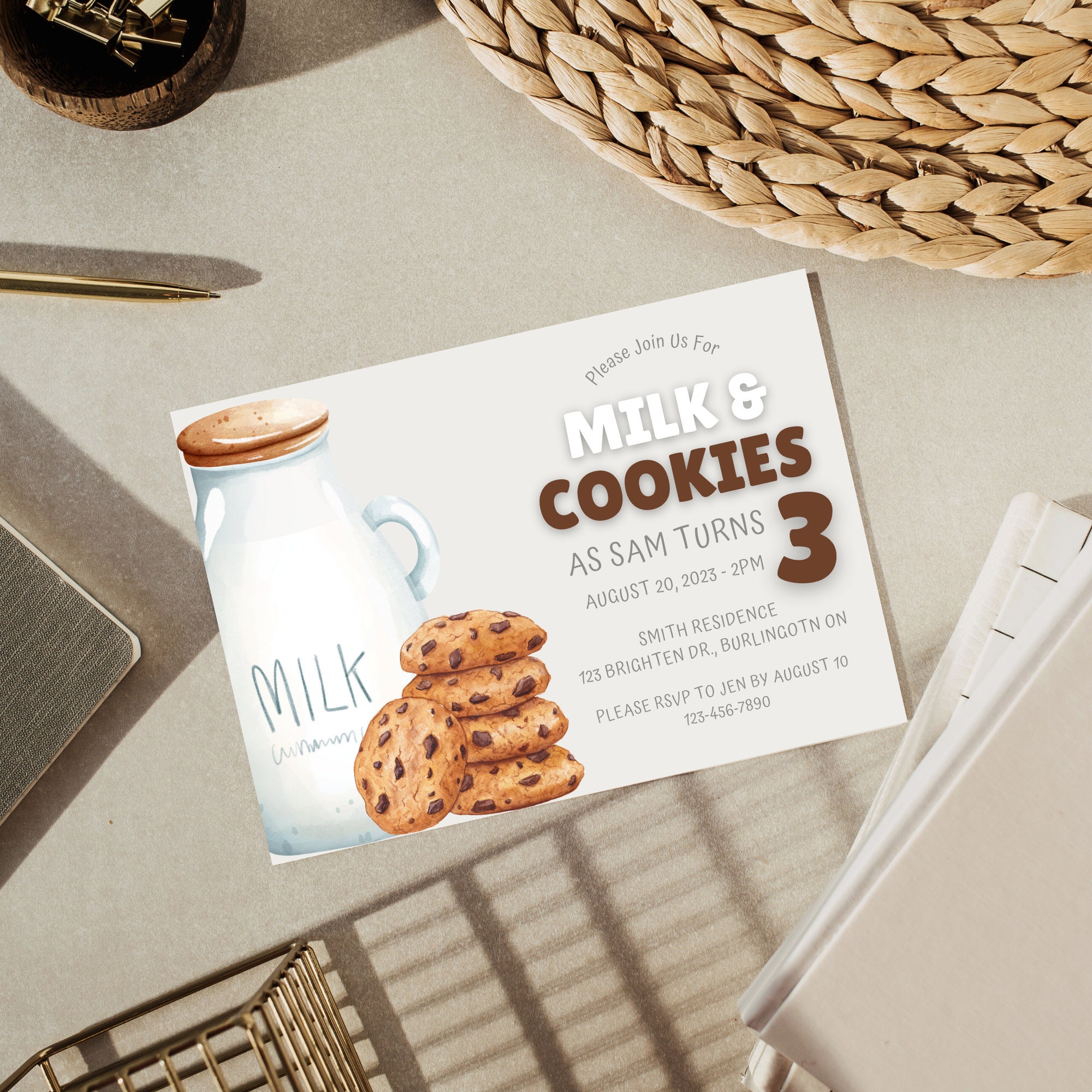 Milk and Cookies Birthday Invitation Milk and Cookies Theme - Etsy