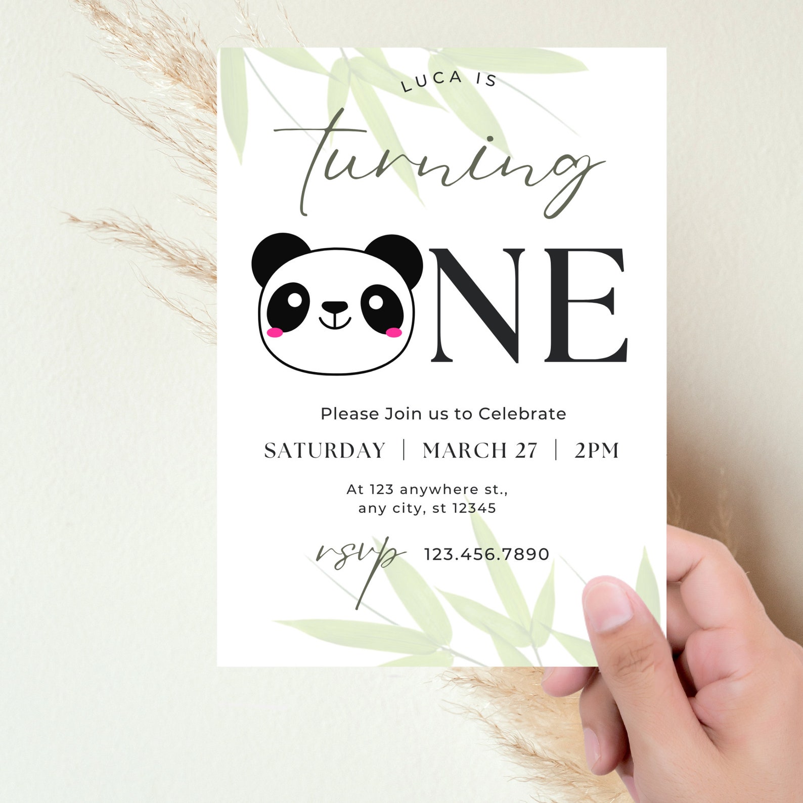 Printable Panda Theme Birthday Set, Cute Panda Birthday Party Invite ...