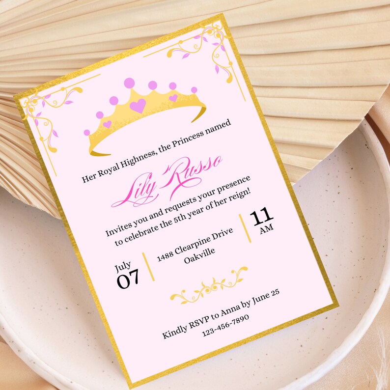 Princess Birthday Invitation: Fairytale Party Card (digital Download ...