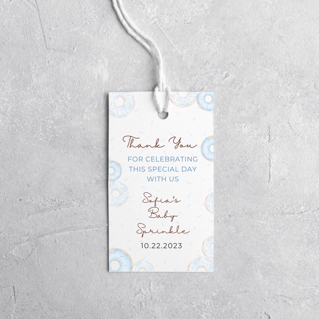 Blue Donut Baby Sprinkle Thank You Tag: Printable Template (digital ...