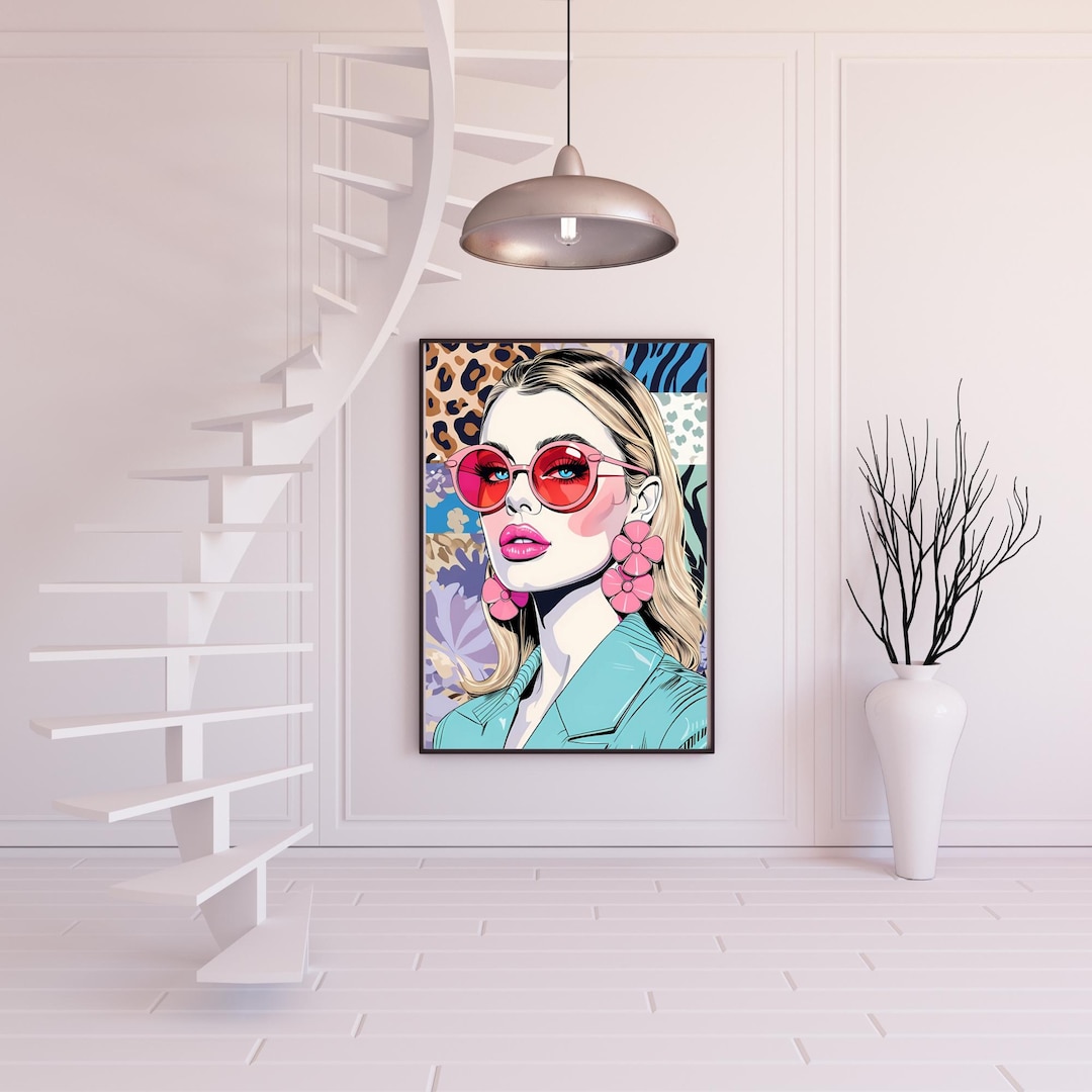Pop Art Woman Portrait: Retro Glam Style, Bold Colors (digital Download ...