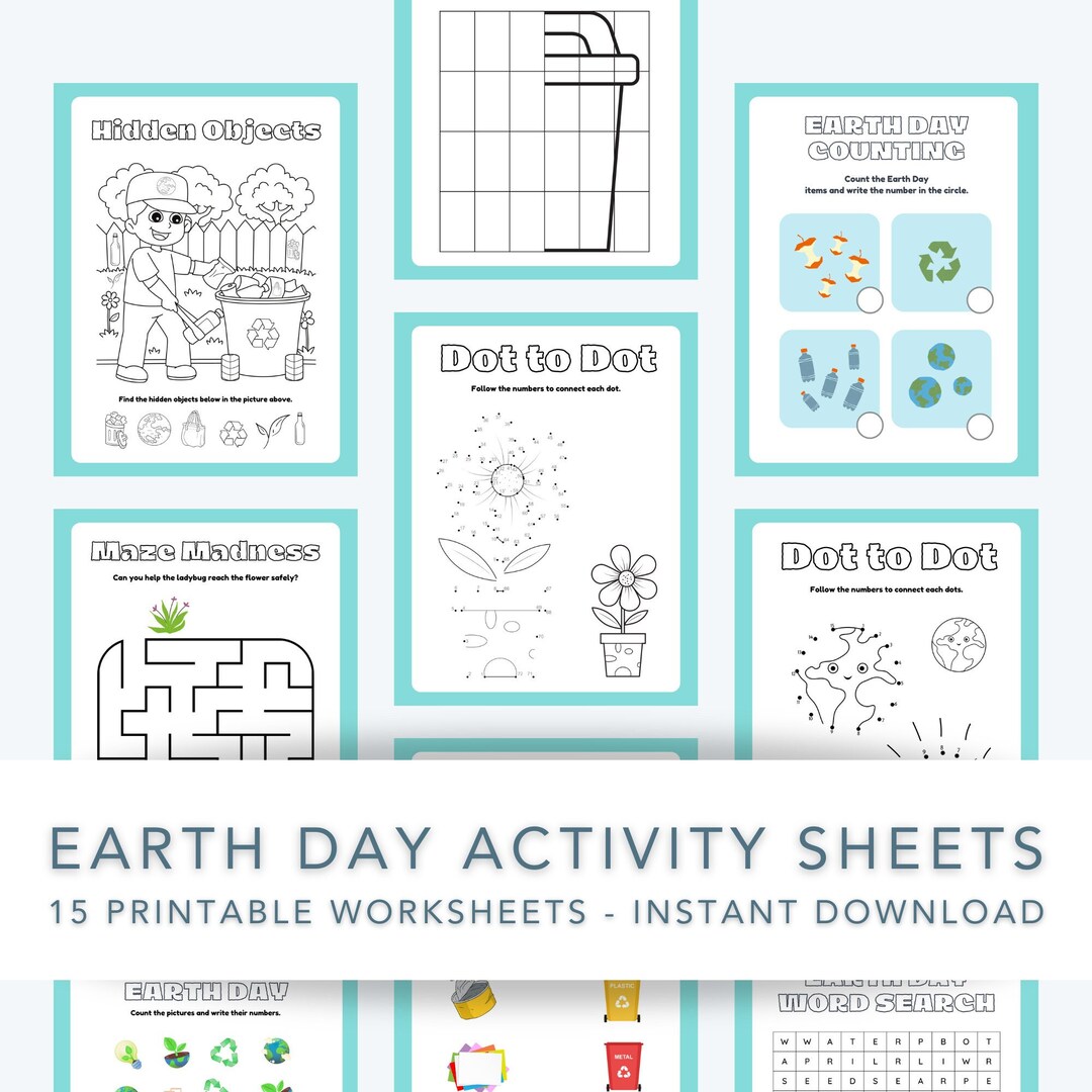Earth Day Activity Book: Coloring Pages & Worksheets (PDF) - Etsy