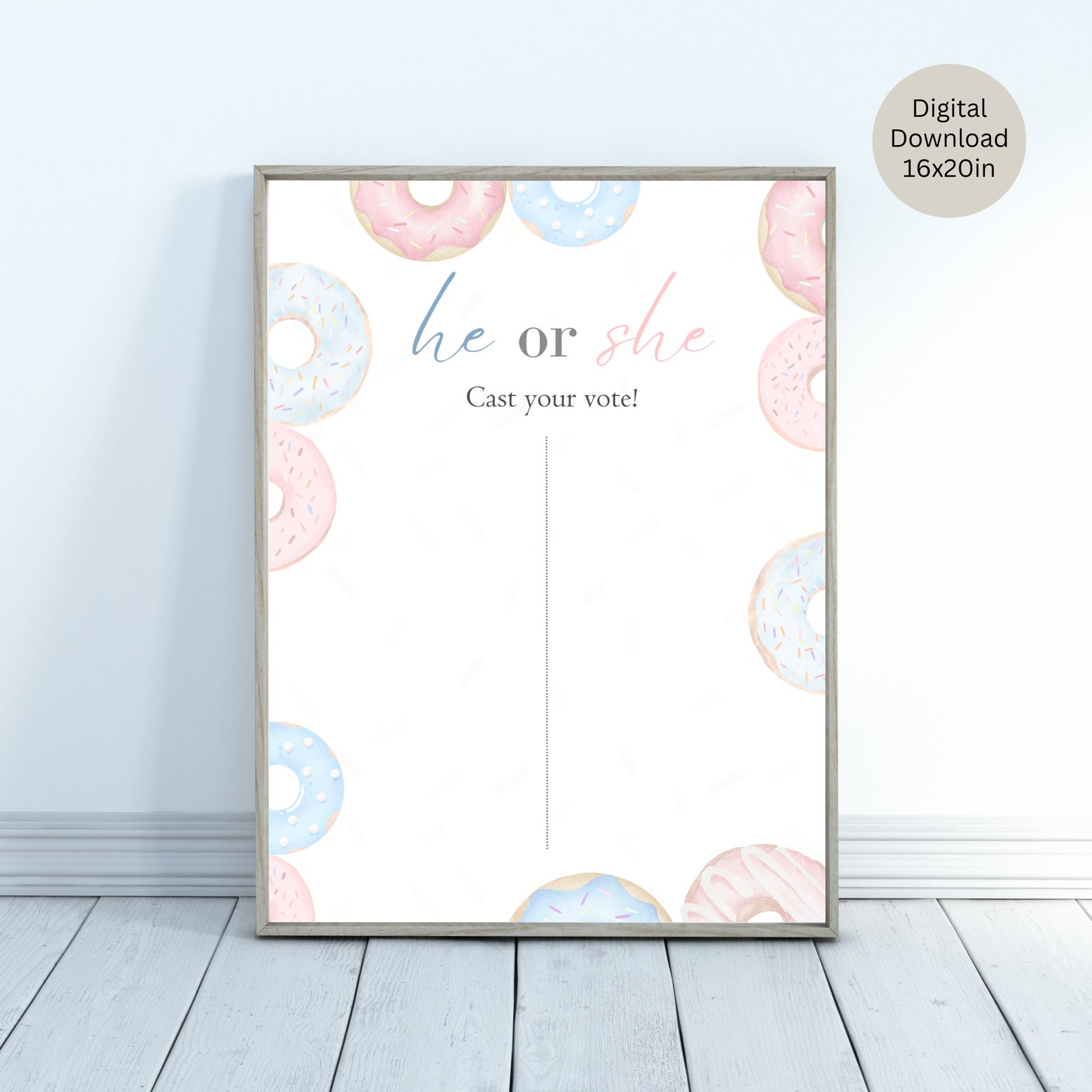 Donut Gender Reveal Guessing Sign, Gender Reveal Guessing Sign Template ...