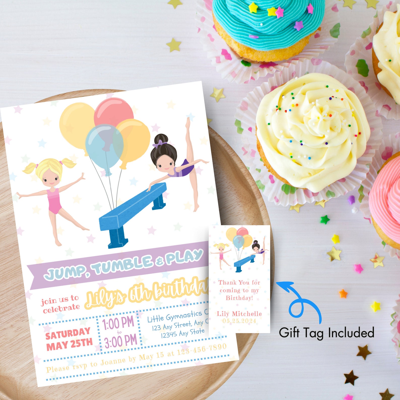Editable Gymnastics Party Invitation, Gymnastics Birthday Party ...