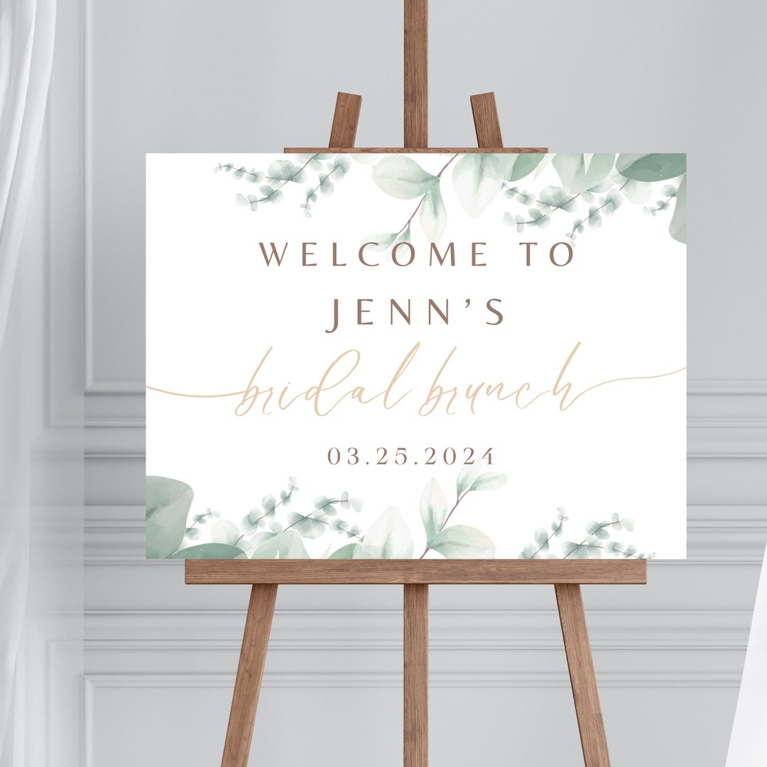 Eucalyptus Bridal Brunch Welcome Sign: Green Floral Design (digital ...
