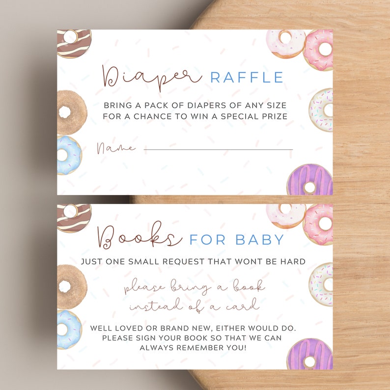 Diapers and Donuts Invitation, Diaper Raffle Card, Books for Baby Card ...