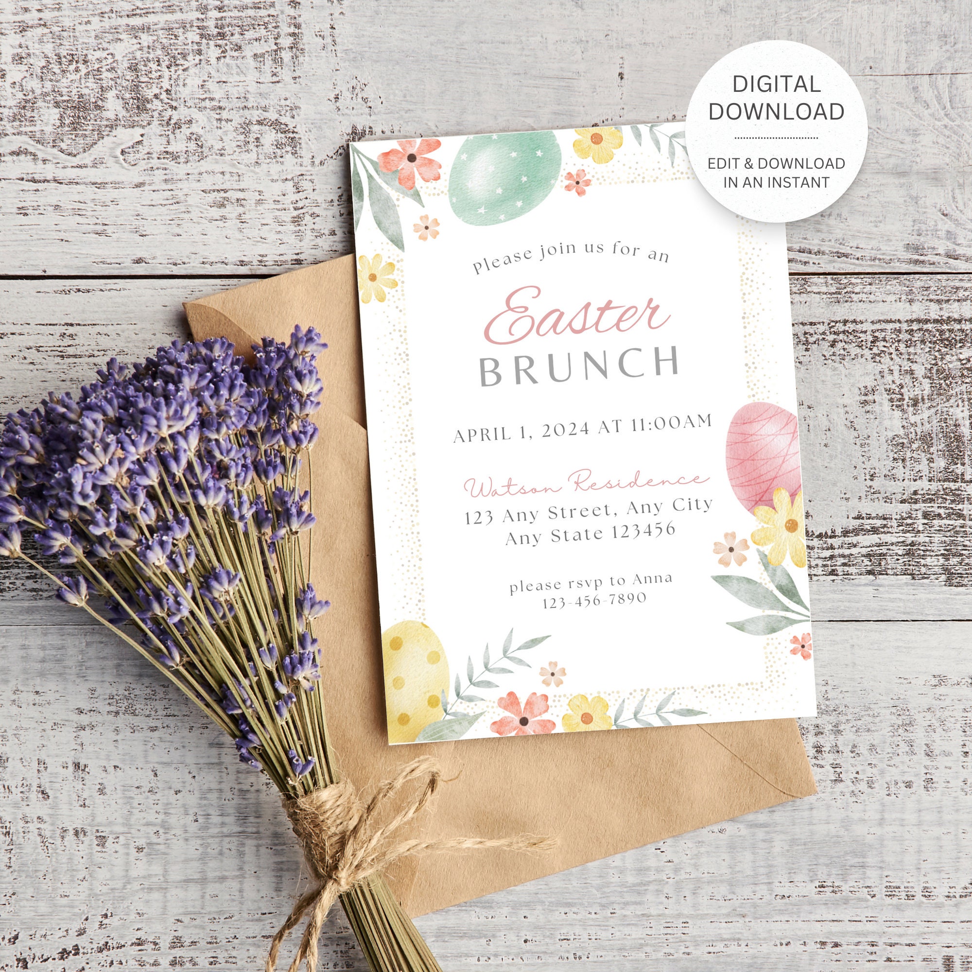 Easter Party Invite, Easter Invitation, Easter Brunch Invitation ...