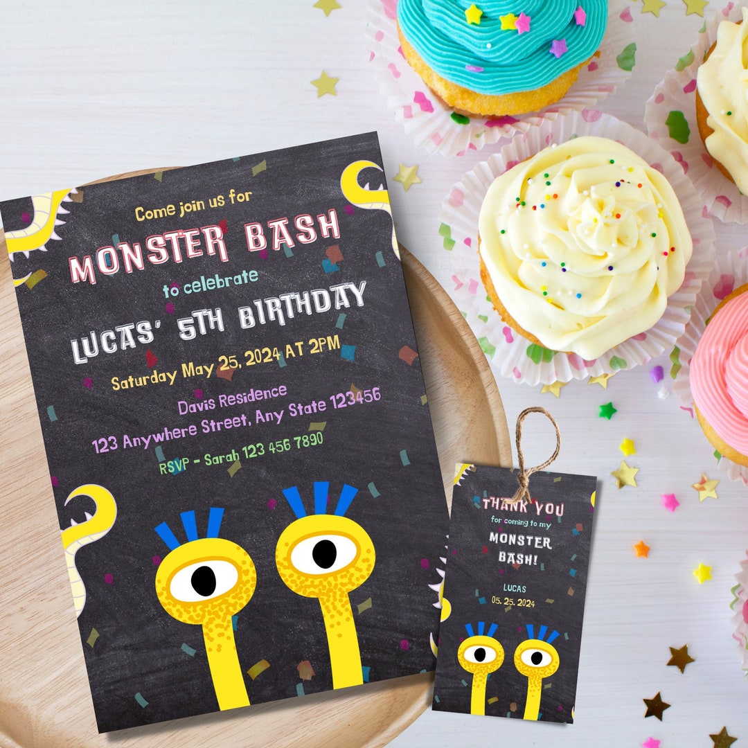 Monster Party Invitation, Monster Themed Birthday Party Invite, Monster ...